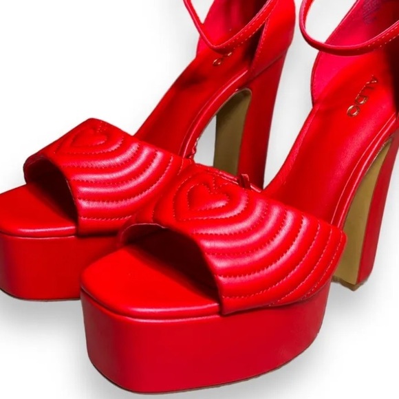 Aldo | Shoes | New Aldo Red Quilted Heart Platform Heels Sandals | Poshmark